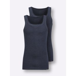 Unterhemd Conta, Herren, Gr. 9, 2 Stk., Normalgr&ouml;&szlig;en, marine, geringelt, 75% Baumwolle, 25% Polyester, Rundhals, Unterhemden Unterhemd