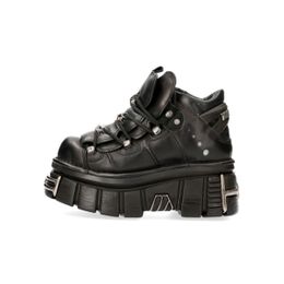 Plateausneaker New Rock "Plateau Sneaker M-106-S112", Herren, Gr. 36, Normalschaft, schwarz, Obermaterial: 100% Rindnappaleder CNA., Schuhe Plateausneaker, Handgefertigt, Made in Spain