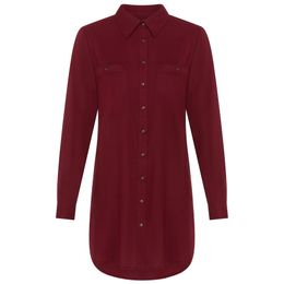Boysen's Longbluse BOYSEN'S, Damen, Gr. 34, rot (bordeaux), Web, Obermaterial: 100% Viskose, unifarben, figurumspielend h&uuml;ftbedeckend, 1-Knopf-Manschette, Blusen Longbluse Bluse Hemdbluse, mit tiefen Seitenschlitzen