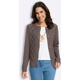 Strickjacke Inspirationen, Damen, Gr. 50, dunkeltaupe, 50% Baumwolle, 50% Polyacryl, unifarben, Strickjacken Strickjacke