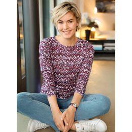 Rundhalsshirt Classic Basics "Shirt", Damen, Gr. 42, burgund, ros&eacute;, bedruckt, 100% Baumwolle, gemustert, mehrfarbig, Rundhals, Shirts Rundhalsshirt