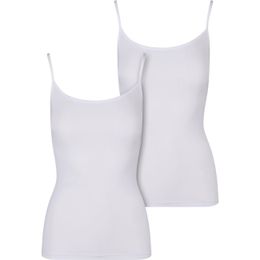 Muskelshirt Urban Classics "Urban Classics Ladies Tank Top 2-Pack", Damen, Gr. L, wei&szlig; wei&szlig;, 95% Viskose, 5% Elasthan, unifarben, normal, Rundhals, Shirts