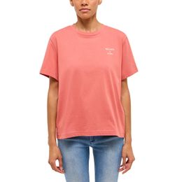 Kurzarmshirt Mustang "Damen Style Floris", Damen, Gr. S, rosa, Jersey, 100% Baumwolle, Rundhals, Shirts