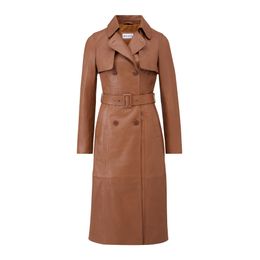 Ledermantel RICANO "Mantel Darcy", Damen, Gr. L, cognac, Obermaterial: 100% Lammnappaleder LANA. Futter: 100% Polyester PES., schmal, V-Ausschnitt, M&auml;ntel, Handgefertigt aus echtem Leder