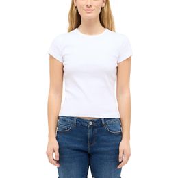 Kurzarmshirt Mustang "Damen Style Addison", Damen, Gr. M, wei&szlig;, Jersey, 100% Baumwolle, Rundhals, Shirts