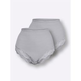 w&auml;schepur Taillenslip W&Auml;SCHEPUR, Damen, Gr. 40, 2 Stk., grau (steingrau), 86% Polyamid, 14% Elasthan, Unterhosen Taillenslip
