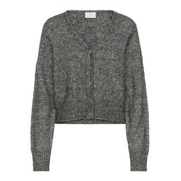 Strickjacke Kaffe "Strickjacke KAmelania", Damen, Gr. L, dunkelgrau melange, Obermaterial: 44% Polyester PES. 40% Nylon NY. 6% Alpaka WP. 6% Wolle mw. 2% Polyacryl PAN., Strickjacken Strickjacke