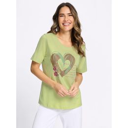 Kurzarmshirt Classic Basics "Trachtenshirt", Damen, Gr. 38, gr&uuml;n (pistazie, braun), 100% Baumwolle, bedruckt, gemustert, mehrfarbig, Rundhals, Shirts