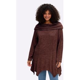 Sweatshirt sheego by Joe Browns, Damen, Gr. 44/46, bordeaux, schwarz, meliert, 62% Polyester, 30% Viskose, 8% Elasthan, meliert, unifarben, U-Boot-Ausschnitt, Sweatshirts Sweatshirt