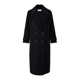 Wollmantel RICANO "Wollmantel Mirella", Damen, Gr. M, schwarz, Obermaterial: 50% Wolle WO. 50% Polyester PES., weit, V-Ausschnitt, M&auml;ntel, Handgefertigt, aus feinster Double-Face Wool