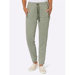 Jerseyhose Classic Basics, Damen, Gr. 38, Normalgr&ouml;&szlig;en, oliv, ecru, meliert, 97% Polyester, 3% Elasthan, gemustert, mehrfarbig, meliert, Hosen Jerseyhose