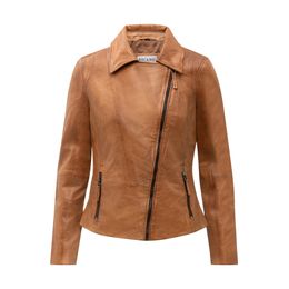 Bikerjacke RICANO "Lederjacke Sally", Damen, Gr. L, cognac, Obermaterial: 100% Lammnappaleder LANA. Futter: 100% Polyester PES., schmal, V-Ausschnitt, Jacken, Handgefertigt aus echtem Leder