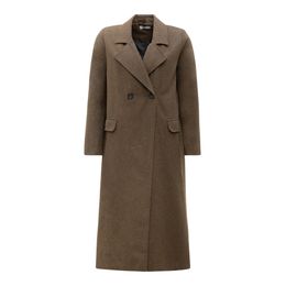 Langmantel RICANO "Mantel Alberta", Damen, Gr. S, braun, Obermaterial: 80% Polyester PES. 20% Wolle WO. Futter: 100% Polyester PES., schmal, V-Ausschnitt, M&auml;ntel, Handgefertigt, Made in Italy