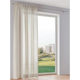 Gardine HEINE HOME Gr. 4, beige, B:140cm H:245cm, Polyester, Gardinen, Gardine