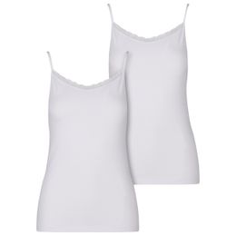 Muskelshirt Urban Classics "Urban Classics Ladies Basic Tank Top Cotton Lace 2-Pack", Jungen, Gr. M, wei&szlig; wei&szlig;, 95% Baumwolle, 5% Elasthan, unifarben, normal, Rundhals, Shirts