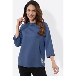3/4-Arm-Shirt Inspirationen "Rollkragen-Shirt", Damen, Gr. 42, jeansblau, 50% Modal, 44% Polyester, 6% Elasthan, unifarben, Shirts 3/4-Arm-Shirt