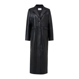 Ledermantel RICANO "Ledermantel Glossy", Damen, Gr. L, schwarz, Obermaterial: 100% Lammnappaleder LANA. Futter: 100% Polyester PES., normal, V-Ausschnitt, M&auml;ntel, Handgefertigt aus echtem Leder