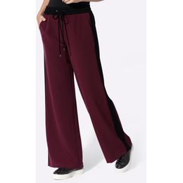 Schlupfhose Heine, Damen, Gr. 40, Normalgr&ouml;&szlig;en, burgund, schwarz, 75% Polyester, 21% Viskose, 4% Elasthan, gemustert, mehrfarbig, Hosen Schlupfhose