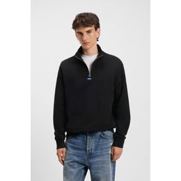 Sweatshirt Hugo "Neeler", Herren, Gr. 3XL, schwarz (schwarz001), Sweatware, Obermaterial: 100% Baumwolle, unifarben, regular fit h&uuml;ftlang, B&uuml;ndchen, Sweatshirts Sweatshirt, mit Troyerkragen