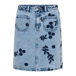 Jeansrock Kaffe "Denimrock KAbabena", Damen, Gr. 38, blau denim w, navy flower emb., Obermaterial: 95% Baumwolle CO. 5% Polyester PES., R&ouml;cke Jeansrock