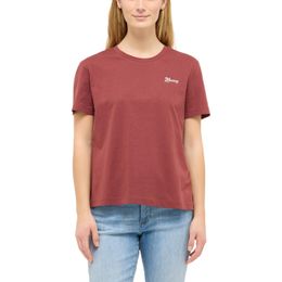 Kurzarmshirt Mustang "Damen Style Floris", Damen, Gr. M, dunkelrot, Jersey, 100% Baumwolle, Rundhals, Shirts