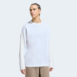 Langarmshirt adidas Sportswear "ADIDAS KIT 3-STREIFEN, LANG&Auml;RMELIG", Herren, Gr. L, wei&szlig;, sanftes wei&szlig;, Obermaterial: 100% Baumwolle, normal, Rundhals, Shirts Langarmshirt