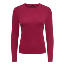 Langarmshirt Only "ONLRILEY O-NECK L/S TOP JRS", Damen, Gr. L, rot (rumba rot), Jersey, Obermaterial: 96% Baumwolle, 4% Elasthan, unifarben, normal, Rundhals, Shirts Langarmshirt, Baumwollmischung