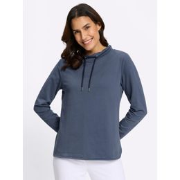 Sweatshirt Inspirationen, Damen, Gr. 36, blau (rauchblau), 50% Baumwolle, 50% Polyester, unifarben, Sweatshirts Sweatshirt