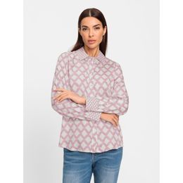 Druckbluse Heine, Damen, Gr. 34, ros&eacute;, champagner, 100% Viskose, bedruckt, gemustert, mehrfarbig, Blusen Druckbluse