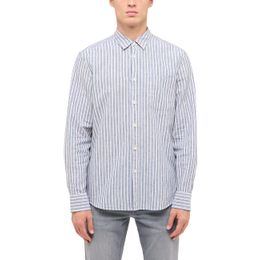 Langarmhemd Mustang "Herren Style Richardson", Herren, Gr. L, US-Gr&ouml;&szlig;en, bunt 12894, Twill, 55% Leinen, 45% Baumwolle, gestreift, regular fit, Hemden