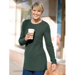 Longpullover Classic Basics "Longpullover", Damen, Gr. 42, gr&uuml;n (moos), 100% Polyacryl, unifarben, Pullover Longpullover