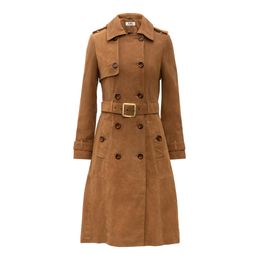 Trenchcoat RICANO "Mantel Gloria", Damen, Gr. L, cognac (velour), Obermaterial: 100% Lammnappaleder LANA. Futter: 100% Polyester PES., normal, V-Ausschnitt, M&auml;ntel, Handgefertigt aus echtem Leder