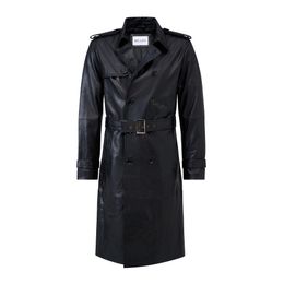 Trenchcoat RICANO "Ledermantel Domenico", Herren, Gr. L, schwarz, Obermaterial: 100% Lammnappaleder LANA. Futter: 100% Polyester PES., schmal, Rundhals, M&auml;ntel, Handgefertigt aus echtem Leder