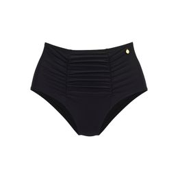 Highwaist-Bikini-Hose Lascana "Ronda", Damen, Gr. 36, N-Gr, blau (schwarz), Recycling-Polyamid, unifarben, Badehosen, mit Shaping-Effekt