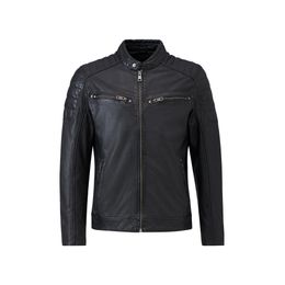 Bikerjacke RICANO "Lederjacke Gerard", Herren, Gr. L, schwarz, Obermaterial: 100% Lammnappaleder LANA. Futter: 100% Baumwolle CO., schmal, Rundhals, Jacken, Handgefertigt aus echtem Leder