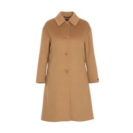 Wollmantel RICANO "Mantel Amalia", Damen, Gr. L, braun (cognac), Obermaterial: 50% Wolle WO. 50% Polyester PES., weit, Rundhals, M&auml;ntel