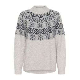Strickpullover Kaffe "Strickpullover KAnicole", Damen, Gr. M, light grau m. with dunkelgrau m., Obermaterial: 51% Polyester PES. 33% Polyamid PA. 10% Wolle mw. 6% Alpaka WP., Pullover Strickpullover