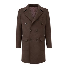Wollmantel RICANO "Wollmantel Enzo", Herren, Gr. L, braun, Obermaterial: 60% Wolle WO. 40% Polyester PES. Futter: 100% Polyester PES., normal, V-Ausschnitt, M&auml;ntel