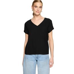 Schlupfbluse Zero "Damen kurzarm", Damen, Gr. 34, schwarz beauty, Jersey, Obermaterial: 84% Viskose, 16% Polyamid, figurumspielend normal, V-Ausschnitt, weit, Blusen Schlupfbluse