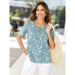 Kurzarmshirt Classic Basics "Kurzarm-Shirt", Damen, Gr. 38, jade, kalkmint, bedruckt, 100% Baumwolle, gebl&uuml;mt, gemustert, mehrfarbig, Rundhals, Shirts