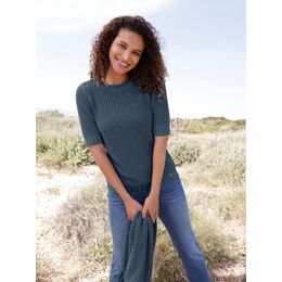 Kurzarmpullover Casual Looks "Kurzarm-Pullover", Damen, Gr. 36, bleu, 50% Baumwolle, 50% Polyacryl, unifarben, Pullover