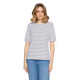 Kurzarmshirt Betty Barclay "Damen mit U-Boot-Ausschnitt", Damen, Gr. 36, wei&szlig;, dunkelblau, Jersey, Obermaterial: 95% Baumwolle, 5% Elasthan, tailliert normal, U-Boot-Ausschnitt, Shirts