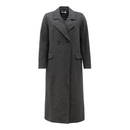 Langmantel RICANO "Mantel Alberta", Damen, Gr. L, grau, Obermaterial: 80% Polyester PES. 20% Wolle WO. Futter: 100% Polyester PES., schmal, V-Ausschnitt, M&auml;ntel, Handgefertigt, Made in Italy
