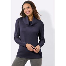 Rollkragenpullover Casual Looks "Rollkragen-Pullover", Damen, Gr. 52, marine, 100% Baumwolle, unifarben, Pullover Rollkragenpullover