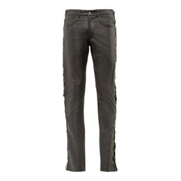 Lederhose RICANO "Lederhose Cow Waxy (geschn&uuml;rt)", Herren, Gr. 29, L&auml;nge 34, schwarz, Obermaterial: 100% Rindnappaleder CNA., weit, Hosen, Handgefertigt aus echtem Leder