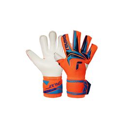 Torwarthandschuhe Reusch "Attrakt Duo Evolution", Damen, Gr. 10.5, orange (orange, blau), 36% Polyester, 50% Latex, 5% Polyamid, 3% Synthetik, Handschuhe, mit Grip Duo Haftschaum