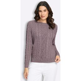Strickpullover Inspirationen "Strickpullover", Damen, Gr. 48, burgund, meliert, 50% Baumwolle, 50% Polyacryl, gemustert, mehrfarbig, meliert, Pullover Strickpullover