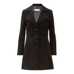 Kurzmantel RICANO "Mantel Lucie", Damen, Gr. L, schwarz (velour), Obermaterial: 100% Ziegenveloursleder GOVL. Futter: 100% Polyester PES., figurbetont, V-Ausschnitt, M&auml;ntel Kurzmantel, Handgefertigt aus echtem Leder