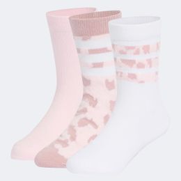 Funktionssocken adidas Performance "LEO GRAFIK KIDS", M&auml;dchen, Gr. 25-27, dual lila, clear pink, wei&szlig;, Obermaterial: 55% Polyester, 42% Baumwolle, 3% Elasthan. Obermaterial 2: 72% Baumwolle, 25% Polyester, 3% Elasthan. Obermaterial 3: 62% Baumwolle, 35% Polyester, 3% Elasthan, Socken