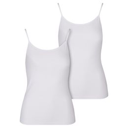 Muskelshirt Urban Classics "Urban Classics Ladies Basic Tank Top Cotton 2-Pack", Jungen, Gr. L, wei&szlig; wei&szlig;, 95% Baumwolle, 5% Elasthan, unifarben, normal, Rundhals, Shirts